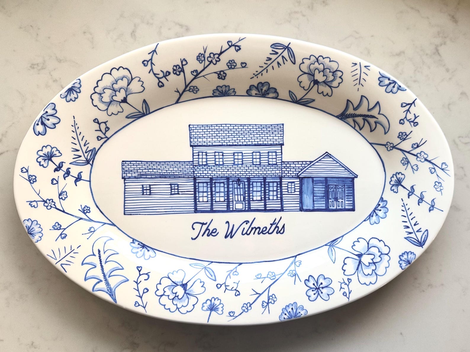 Hand Painted Platter • Custom House Portrait • Personalized Home ...