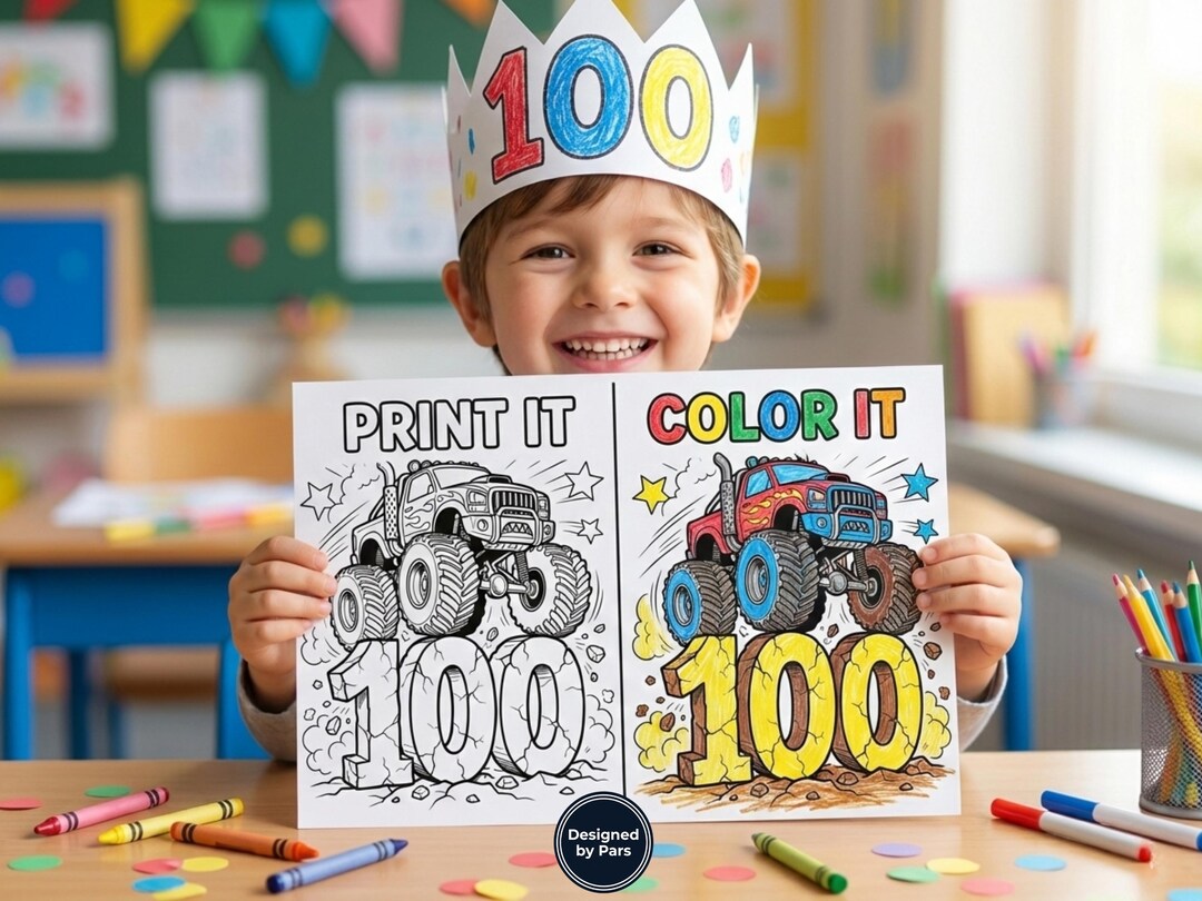 100th Day of School Coloring Pages | Valentine's Day Crafts (printable ...
