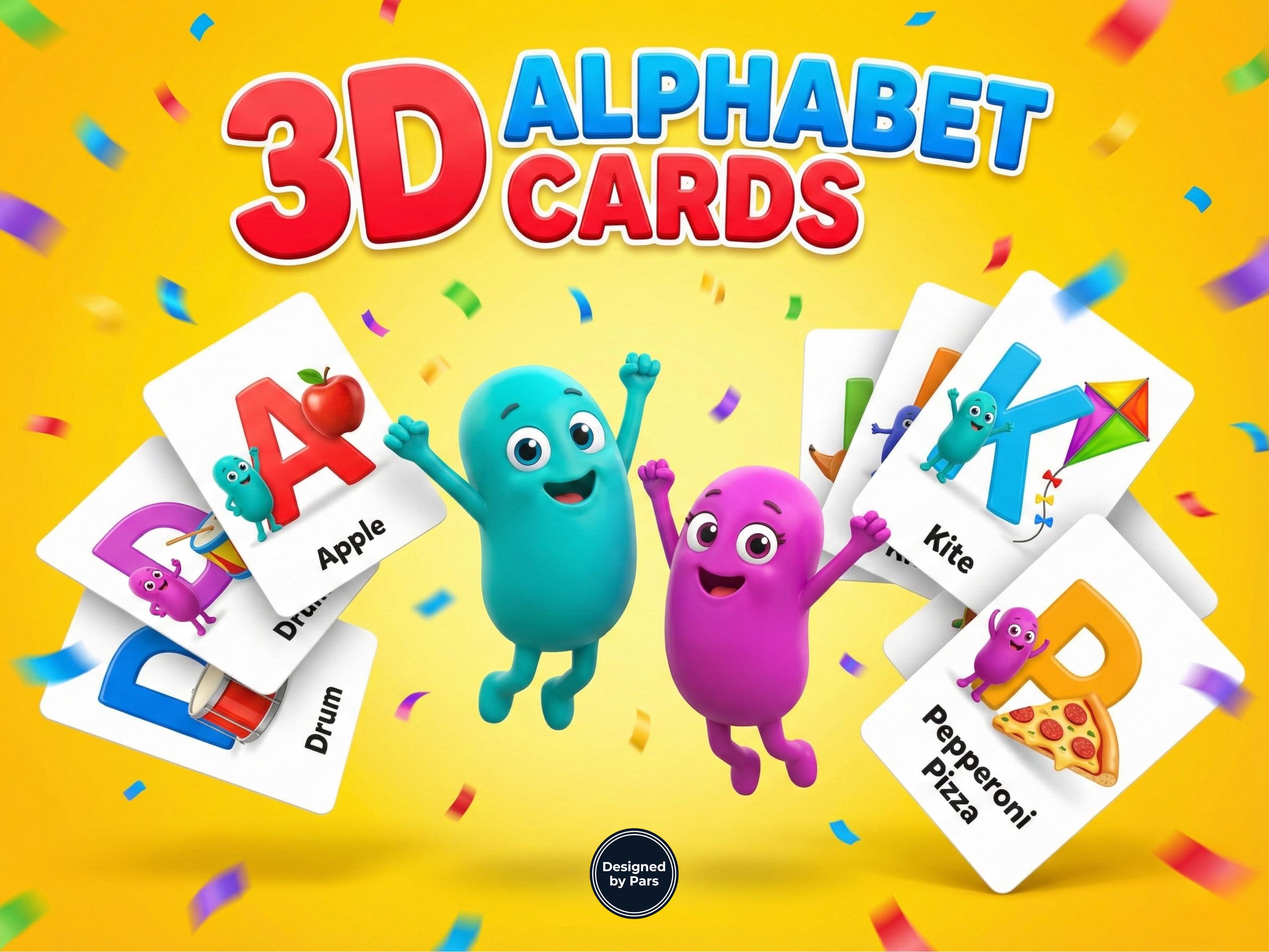 3D Alphabet Flashcards for Toddlers | ABC Learning, Phonics Game ...