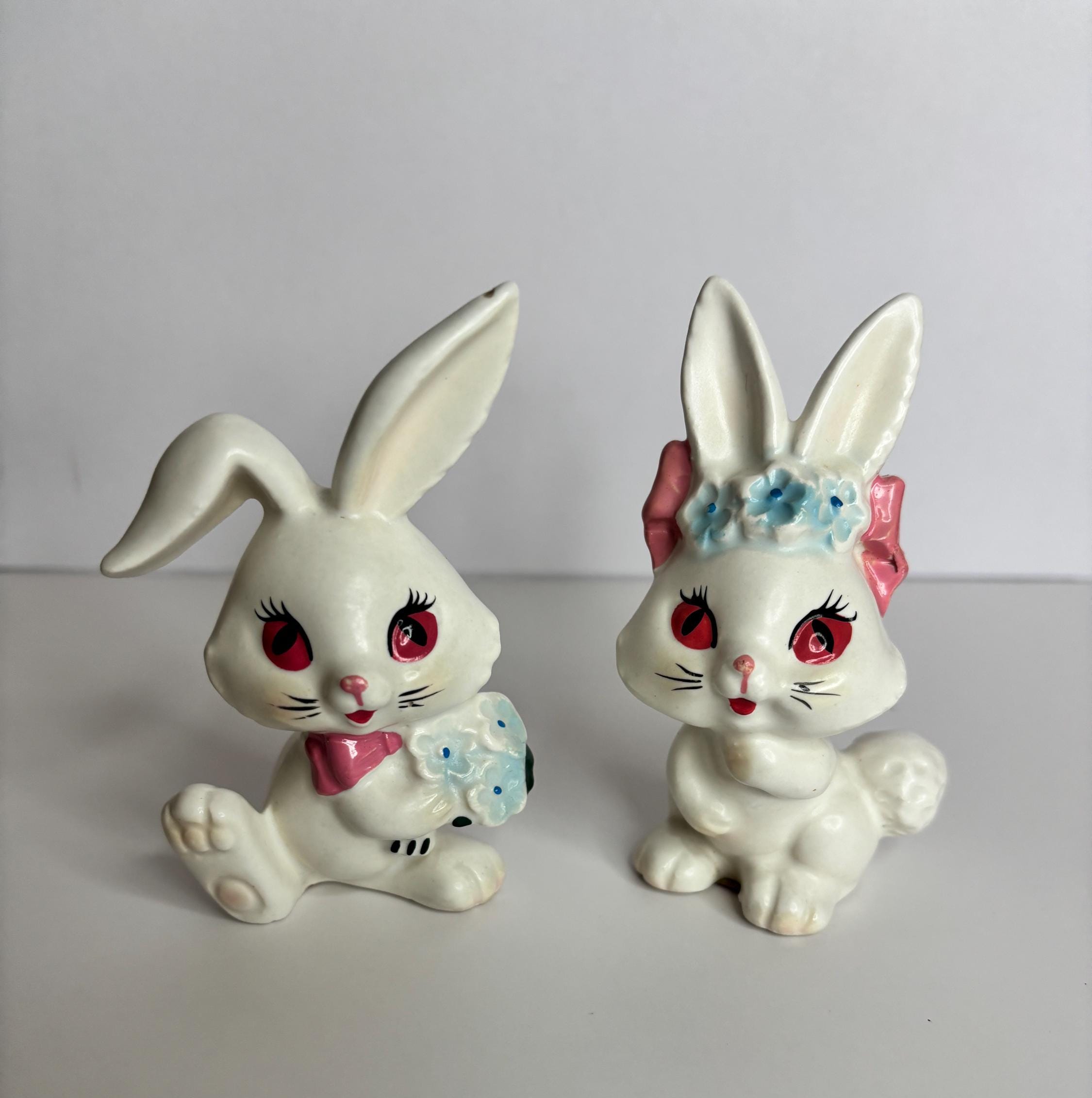 Vintage Lefton Bunny Rabbit Couple Japanese Ceramics, Adorable Bunny ...