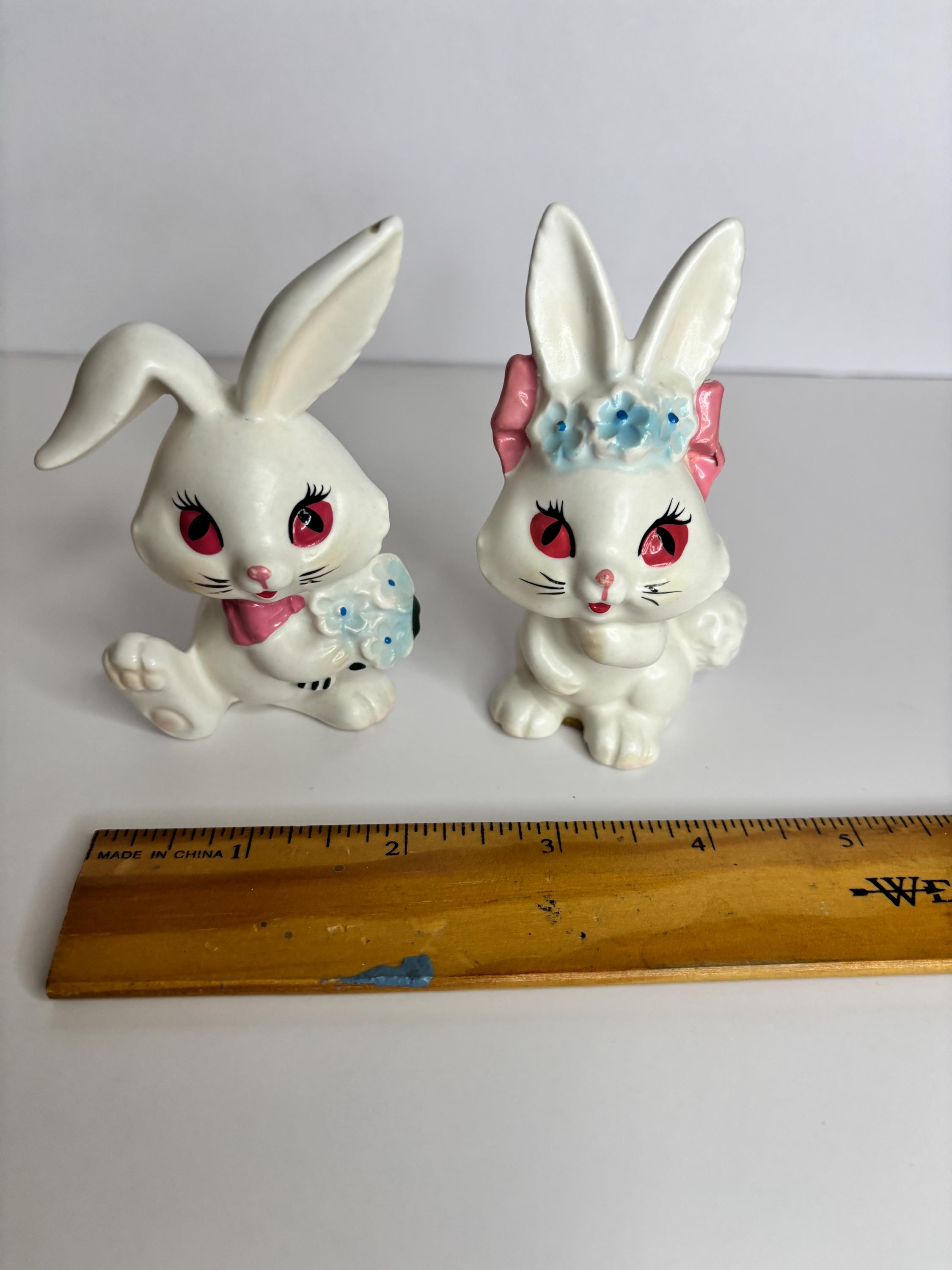 Vintage Lefton Bunny Rabbit Couple: Japanese Ceramic Easter Decor - Etsy