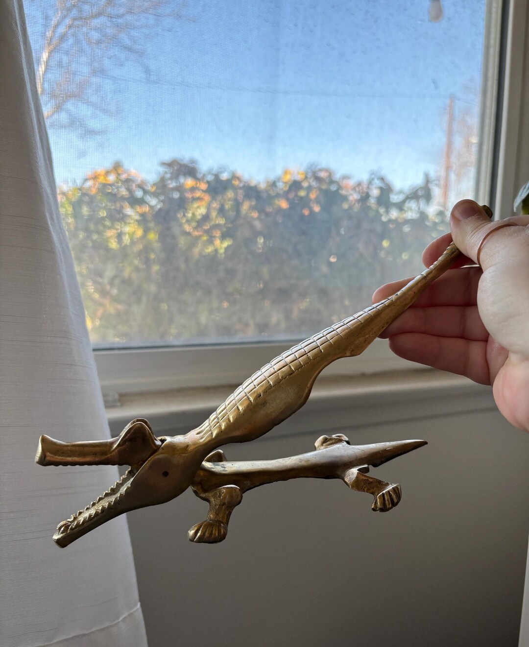 Large Vintage Brass Alligator Crocodile Nutcracker, Metal Crock Gator ...