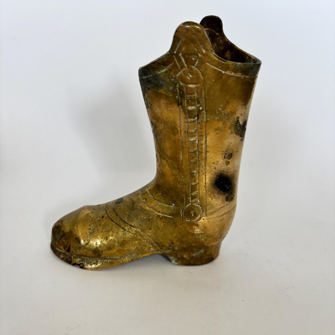 Vintage Brass Cowboy Boot Ashtray: Western Trinket Holder, Bud Vase - Etsy