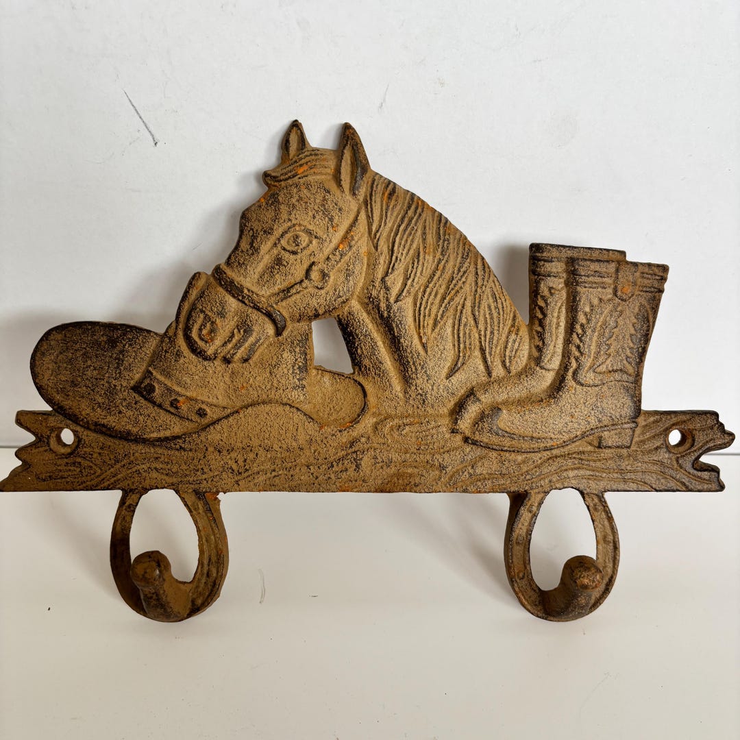 Vintage Iron Horse & Cowboy Boot Key Holder: Rustic Western Wall Rack ...