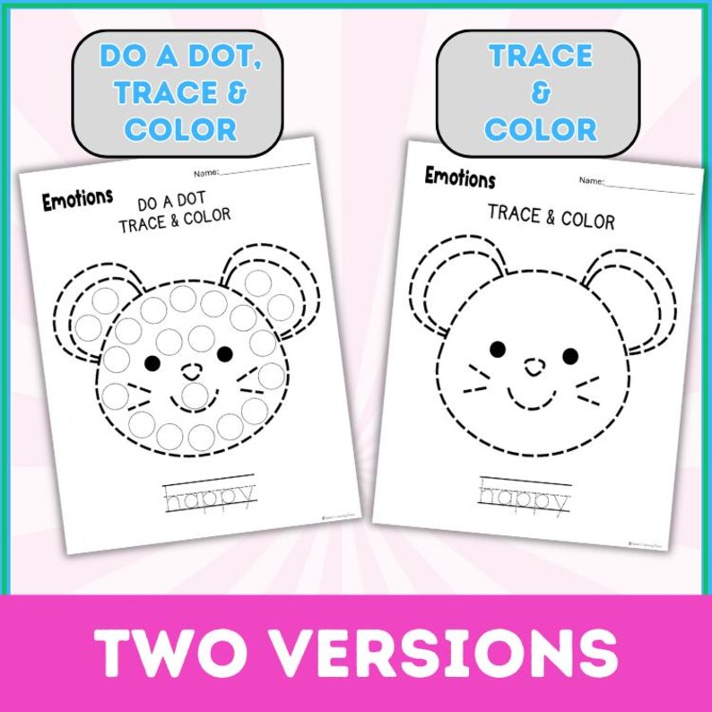 Emotions Dot Marker Worksheets for Kids Feelings Coloring Tracing and ...