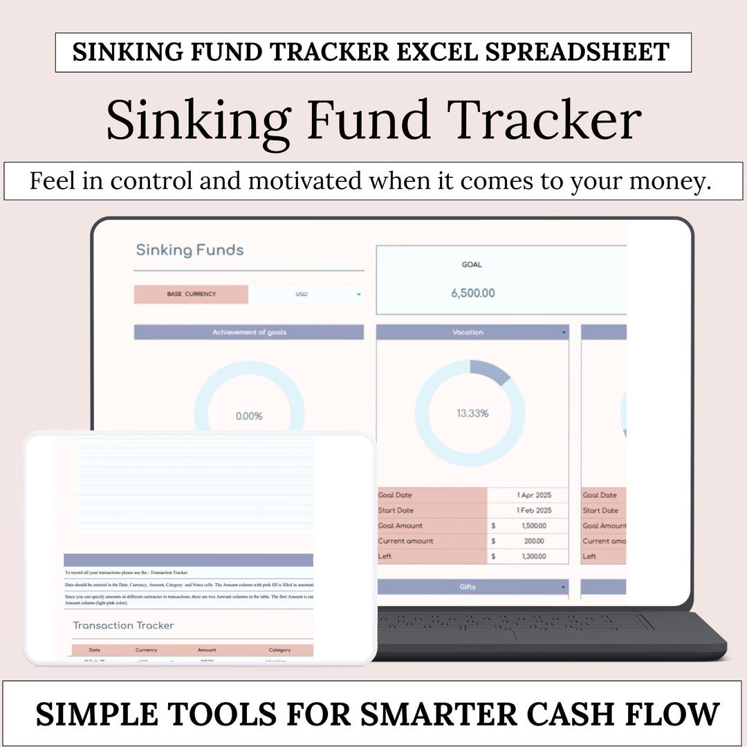 Sinking Funds Excel Spreadsheet | Budget Tracker Template | Blank ...