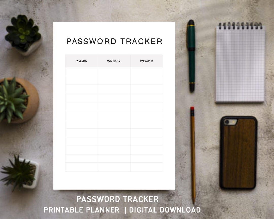 Password Tracker Printable | Login & Password Organizer | Secure ...