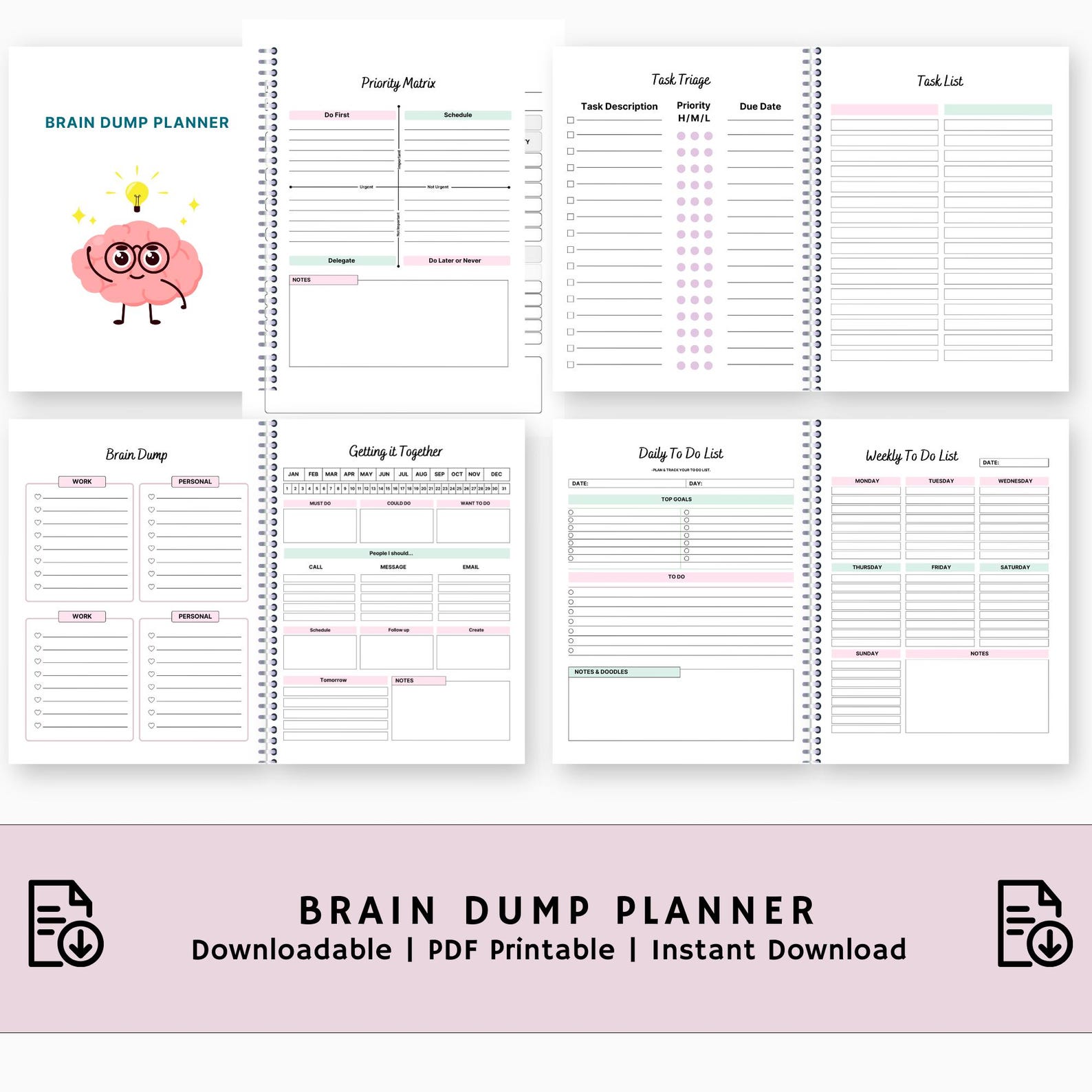 Brain Dump Planner | Mind Dump Sheet for ADHD - Instant Download - Etsy