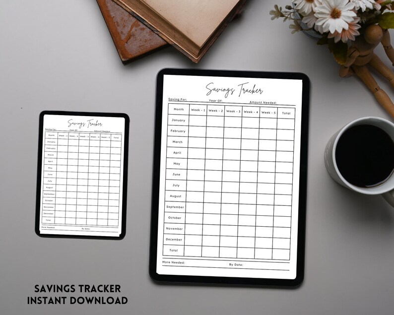 Savings Tracker Printable | Monthly Savings Challenge | Budget Planner ...