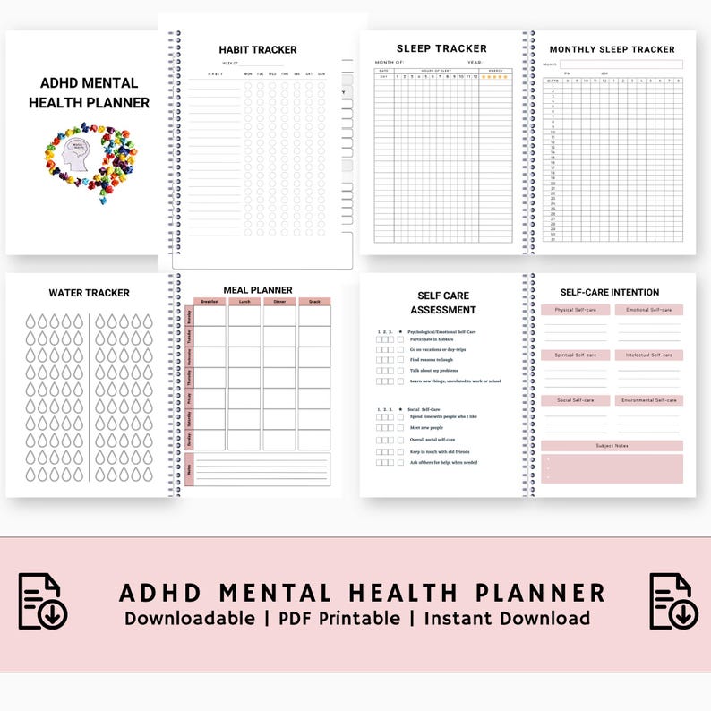 ADHD Mental Health Planner | Digital Download | Anxiety, Focus & Self ...