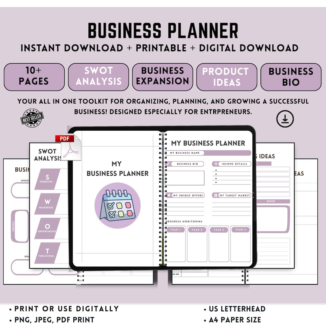 Digital Business Planner | Entrepreneur Goal Tracker (instant Download ...