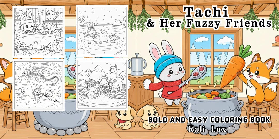 Tachi and Her Fuzzy Friends Bold & Easy Coloring Book — Instant ...