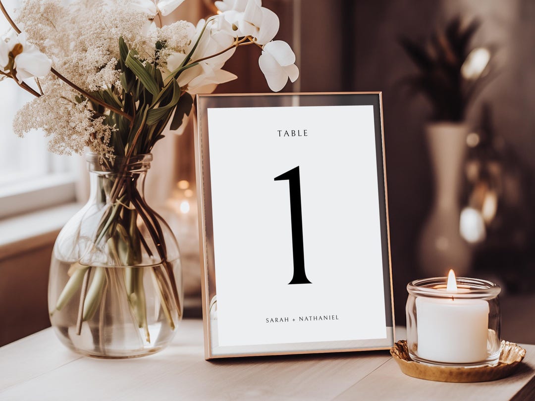 Table Number Signs Printable | Set of 30 Modern Wedding Table Numbers ...