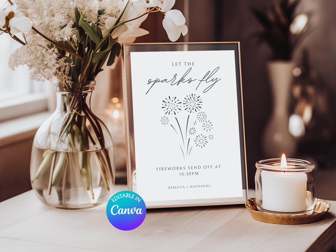 Fireworks Send off Sign Customizable | Canva Template + Printable PDF ...