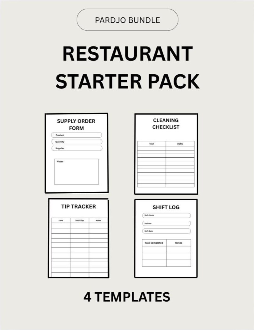 Restaurant Management Bundle| Shift Log, Tip Tracker, Cleaning ...
