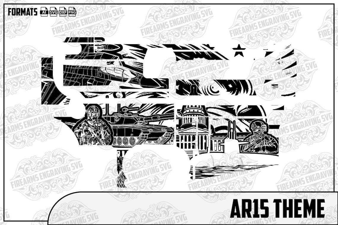AR15, US Theme Engraving Design SVG - Instant Digital Download | Laser ...