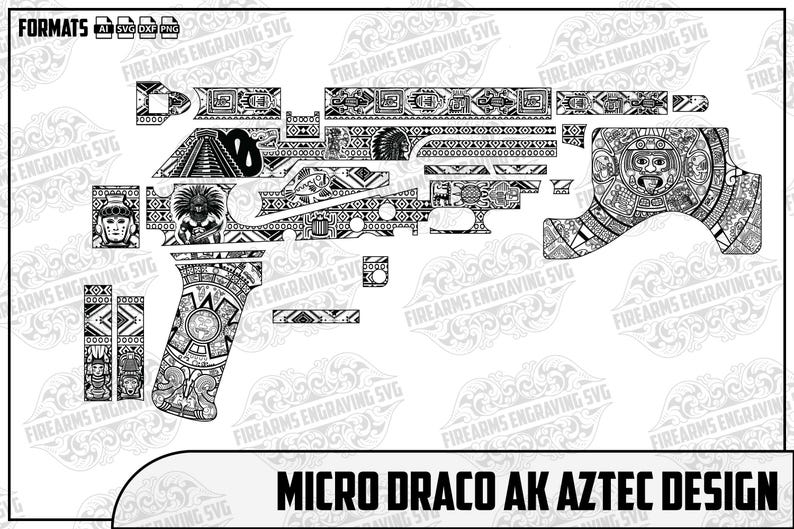 Micro Draco AK Aztec Inspired Engraving Design SVG - Instant Digital ...