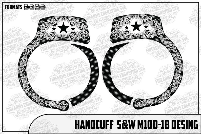 S&W M100-1 Handcuff, Scroll Engraving Design SVG PNG DXF - Instant ...