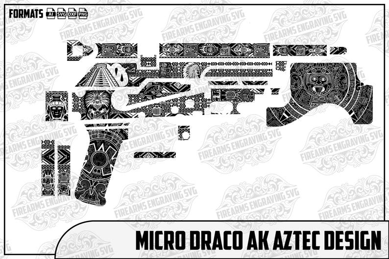 Micro Draco AK Aztec Inspired Engraving Design SVG - Instant Digital ...