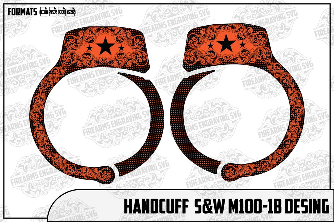 S&W M100-1 Handcuff, Scroll Engraving Design SVG PNG DXF - Instant ...
