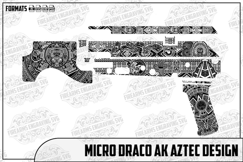 Micro Draco AK Aztec Inspired Engraving Design SVG - Instant Digital ...