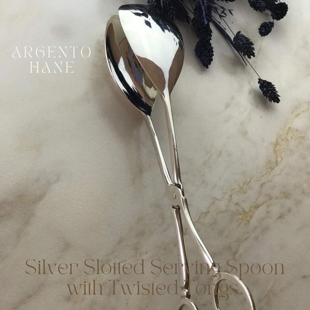 Silver Tongs, Scissor-style Salad & Serving Tongs With Spoon Tips ...