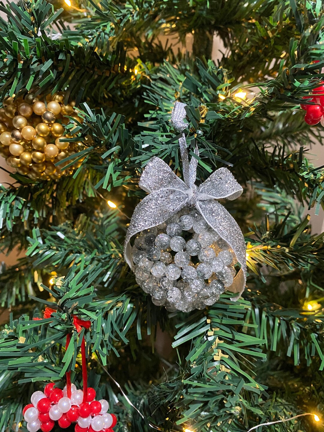 Handmade Beaded Christmas Bauble - Etsy