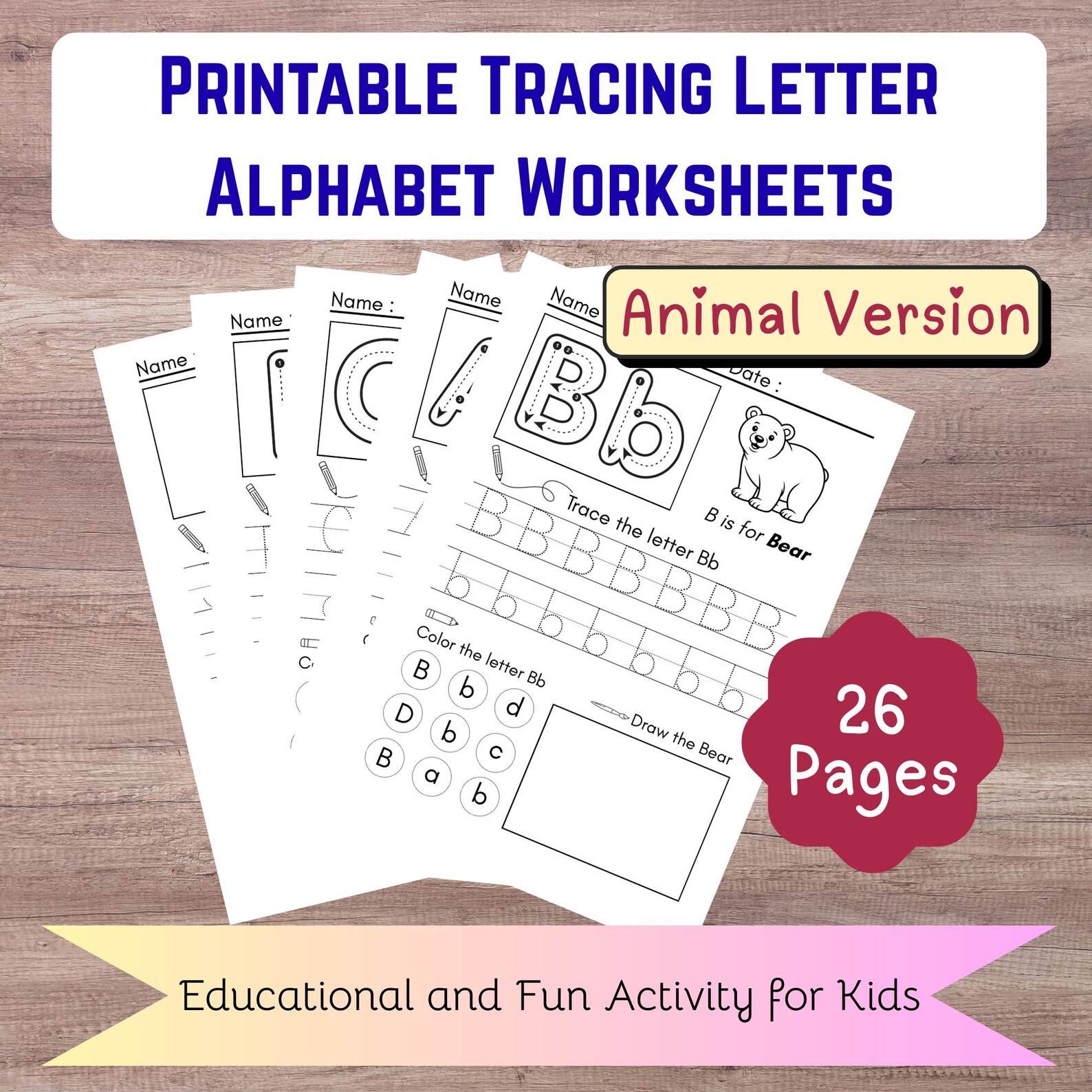Alphabet Tracing Worksheets A-Z Animal Version – Printable Handwriting ...