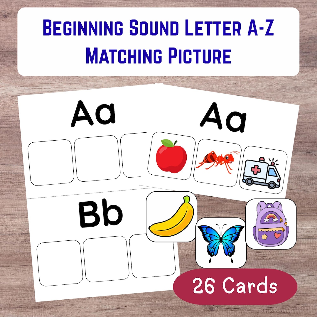 Alphabet Matching Game – Beginning Sounds A-Z, Preschool Literacy ...