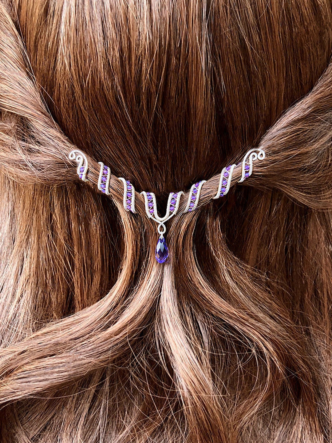 Hair Beads, Double Hair Bead Charm, Boho Hair Wrap, Wire-wrapped Hair ...