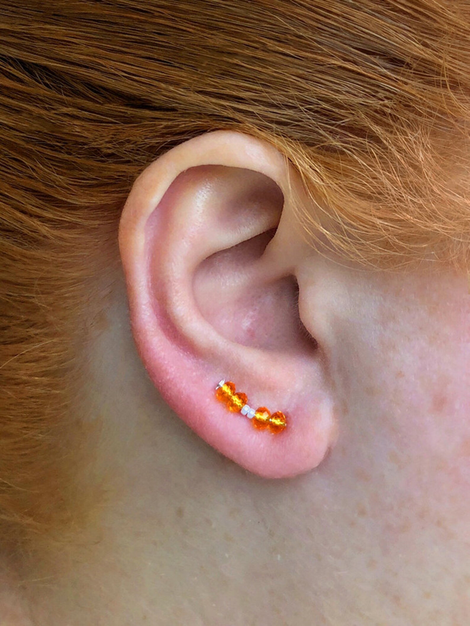 Ear Climber Earring Silver Ear Crawler Ear Cuff with Beads | Etsy