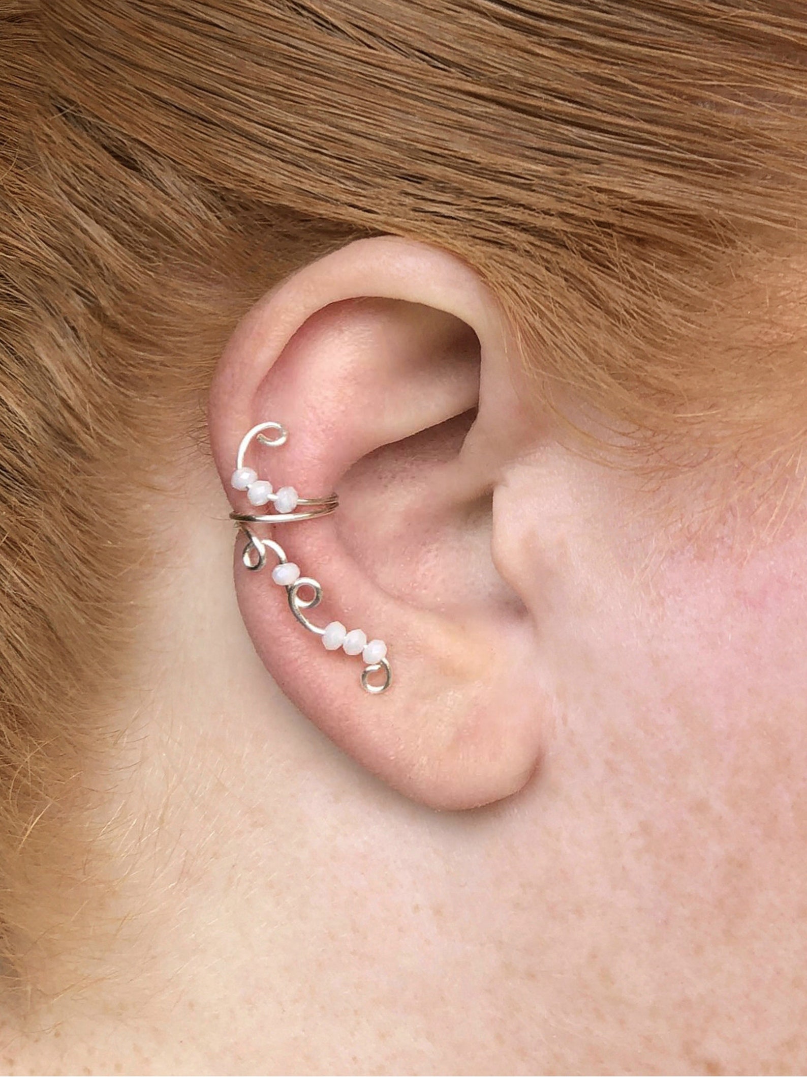 Silver Ear Cuff Elf Ear Cuff Elven Ear Wraps Crystal Ear | Etsy