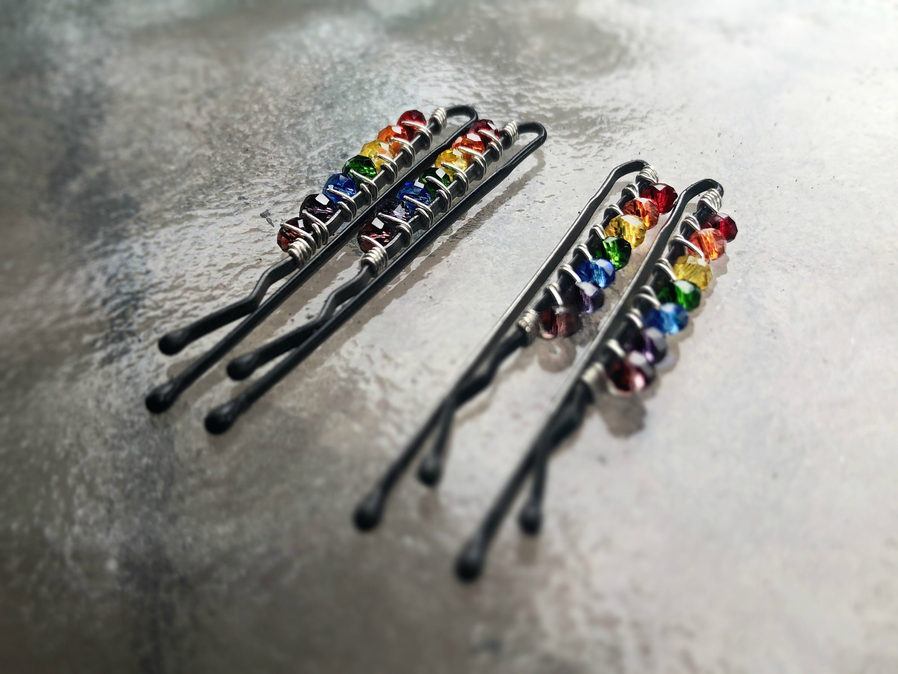 Beaded Rainbow Bobby Pins Gay Pride Jewelry Colorful Hair | Etsy