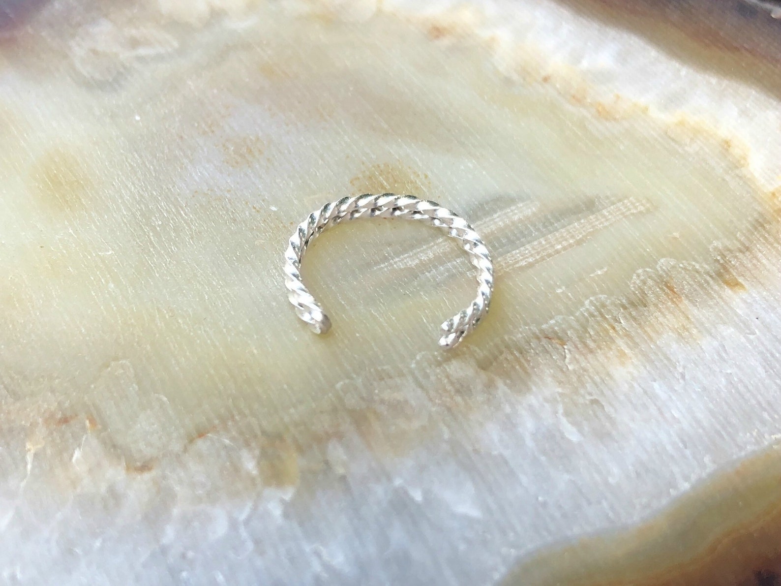 Double Conch Hoop Silver Twisted Conch Ear Cuff Silver Ear - Etsy