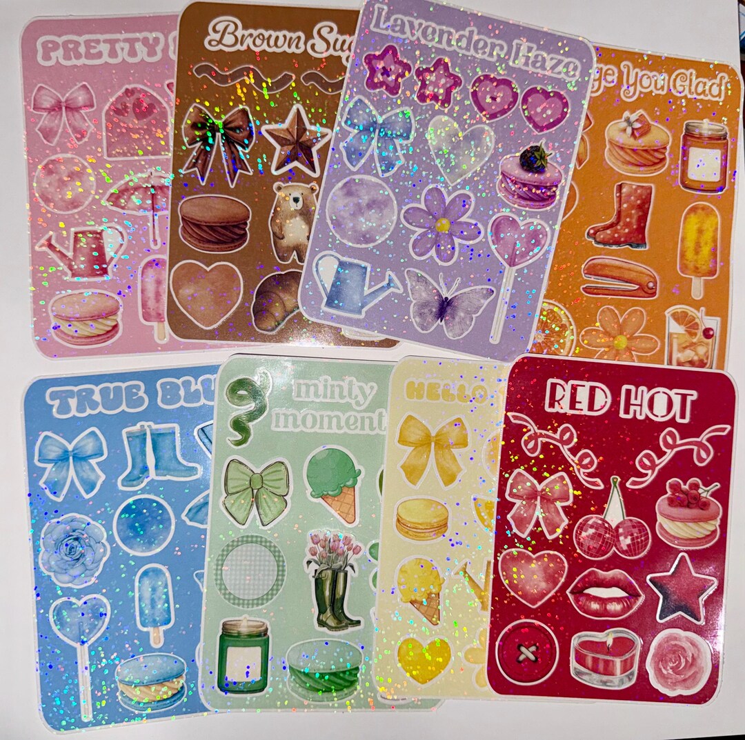 8 Color Themed Sticker Sheets - Etsy