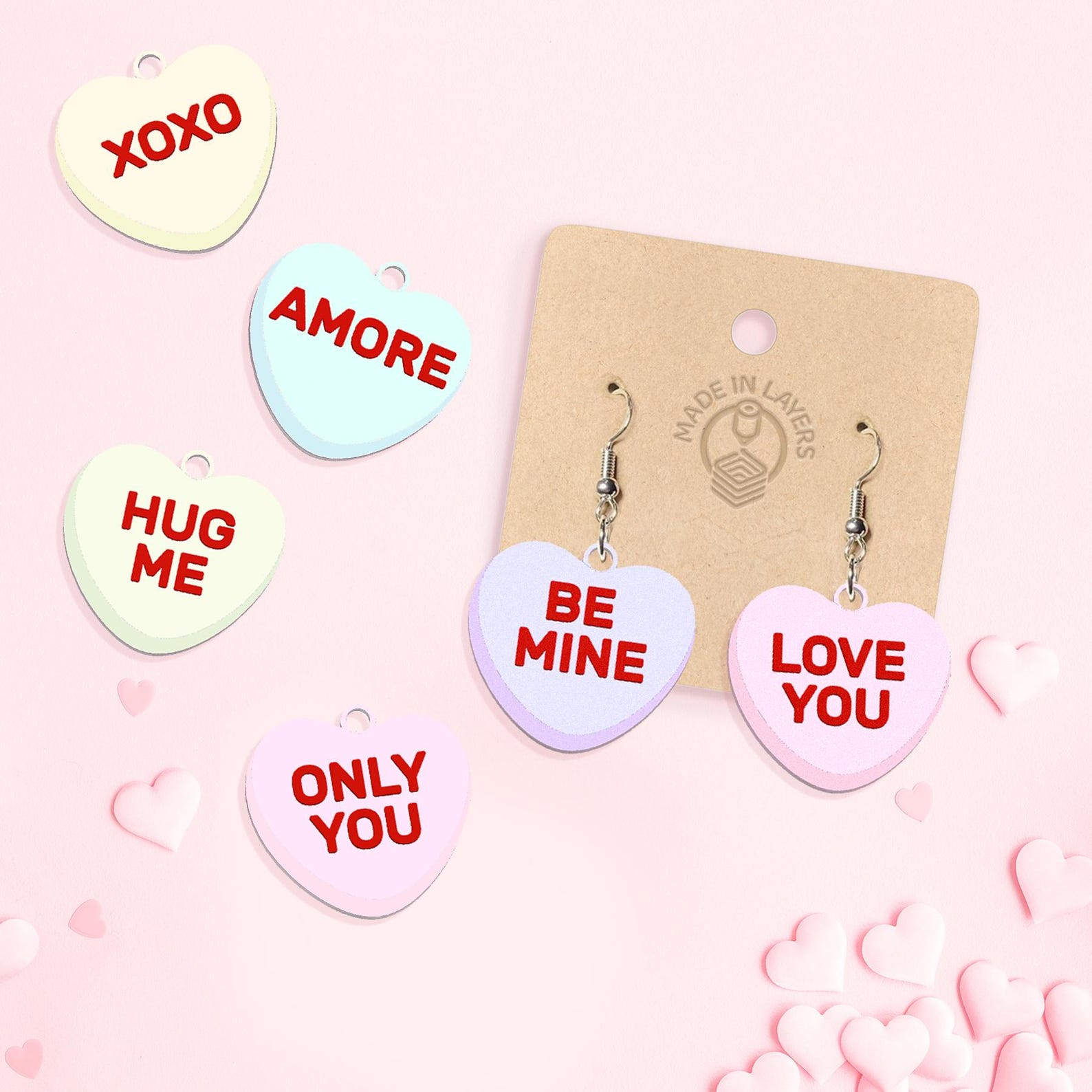 Conversation Hearts Valentine's Day Earrings 10 Sayings Including ...