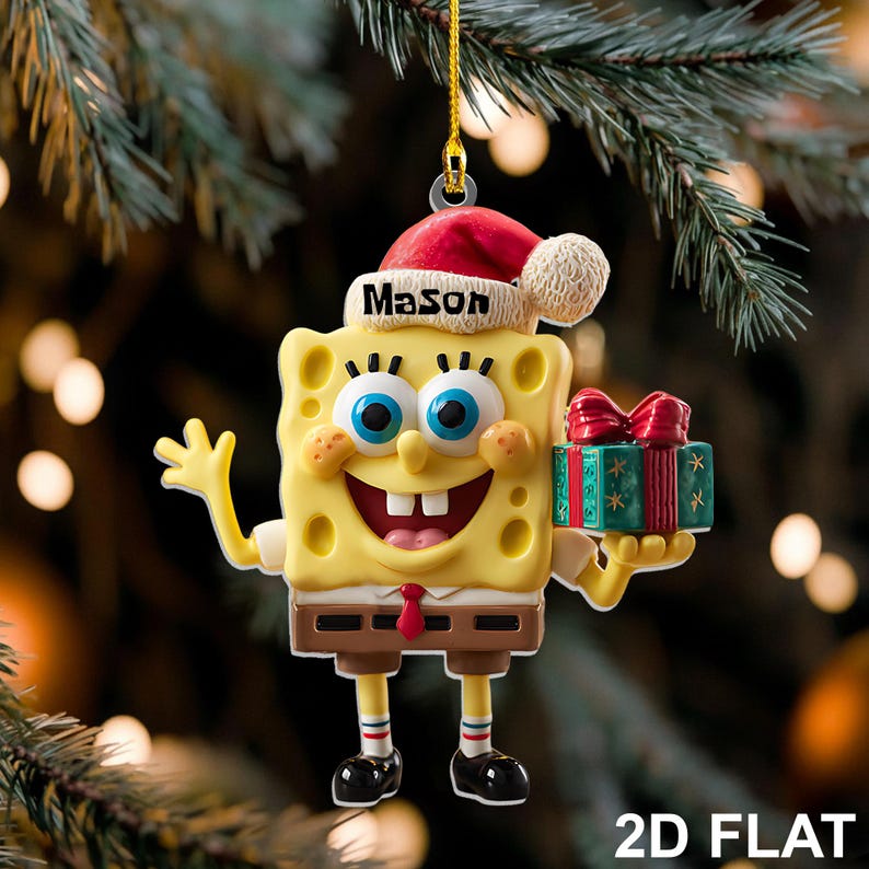 Custom Spongebob Squarepants Ornament, Acrylic Christmas Decor, Funny ...