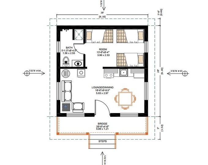 20x10 Tiny House -- 1-bedroom 1-bath -- 266 Sq Ft -- PDF Floor Plan ...