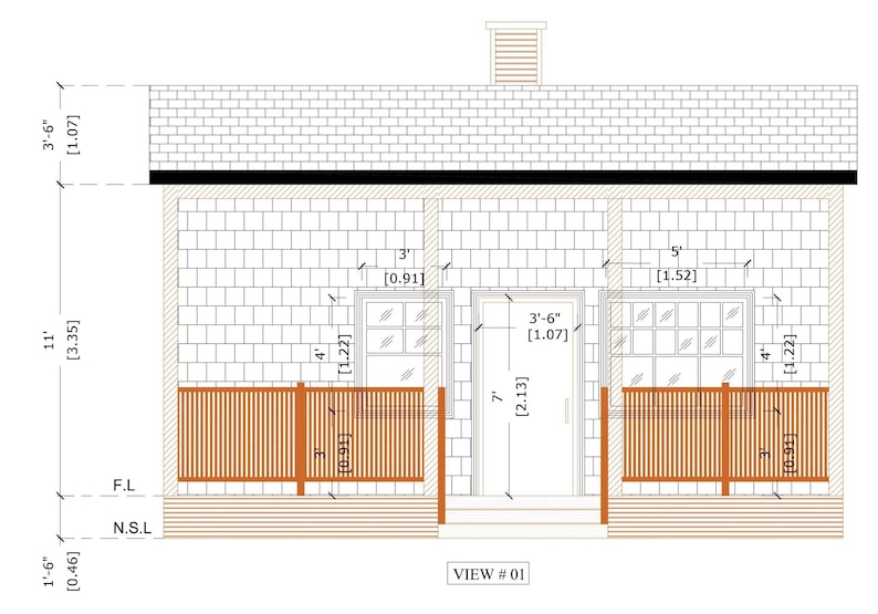 24X20 Small Cabin Plans, 6mx7m Small House Plan, 1 Bed & 1 Bath Tiny ...
