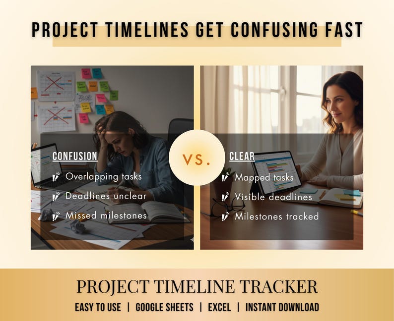 Project Timeline Tracker, Gantt Chart Project Planner Spreadsheet ...