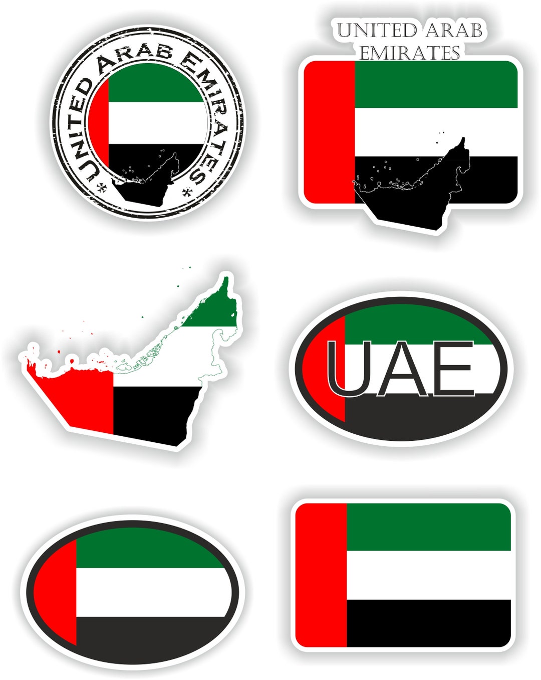 United Arab Emirates Set of Stickers for Laptop Book Water Bottle ...