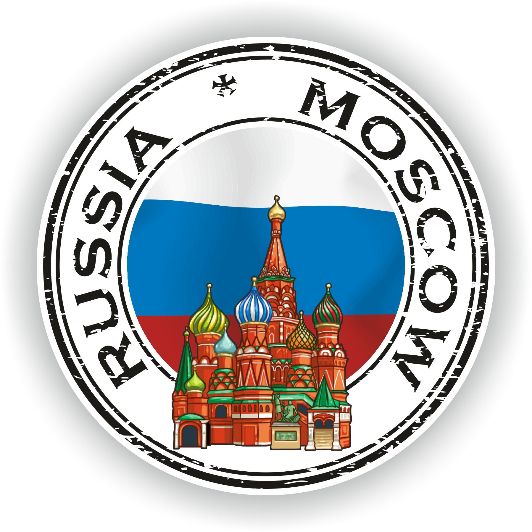 Russia Moscow 01 Seal Sticker Round Flag for Laptop Book | Etsy