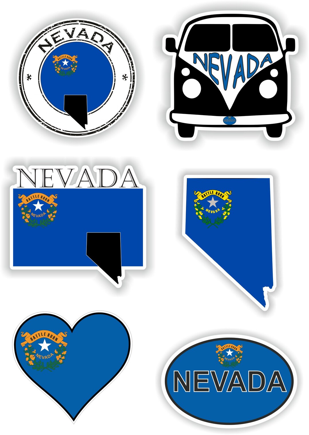 Nevada Set of Stickers for Laptop Book Water Bottle Fridge Guitar ...