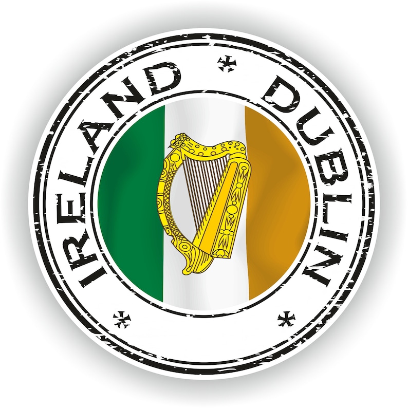 Ireland Dublin 02 Seal Sticker Round Flag for Laptop Book - Etsy
