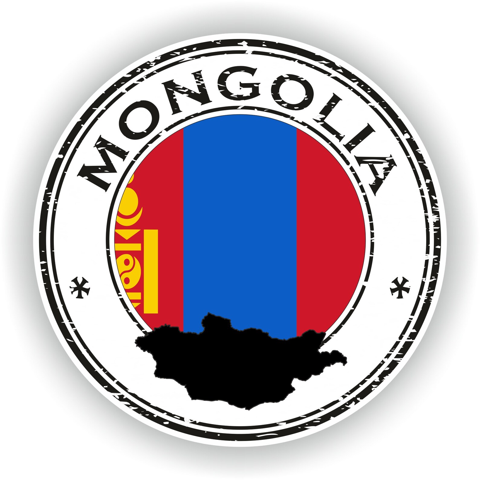 Mongolia Seal Sticker Round Flag for Laptop Book Fridge Guitar ...