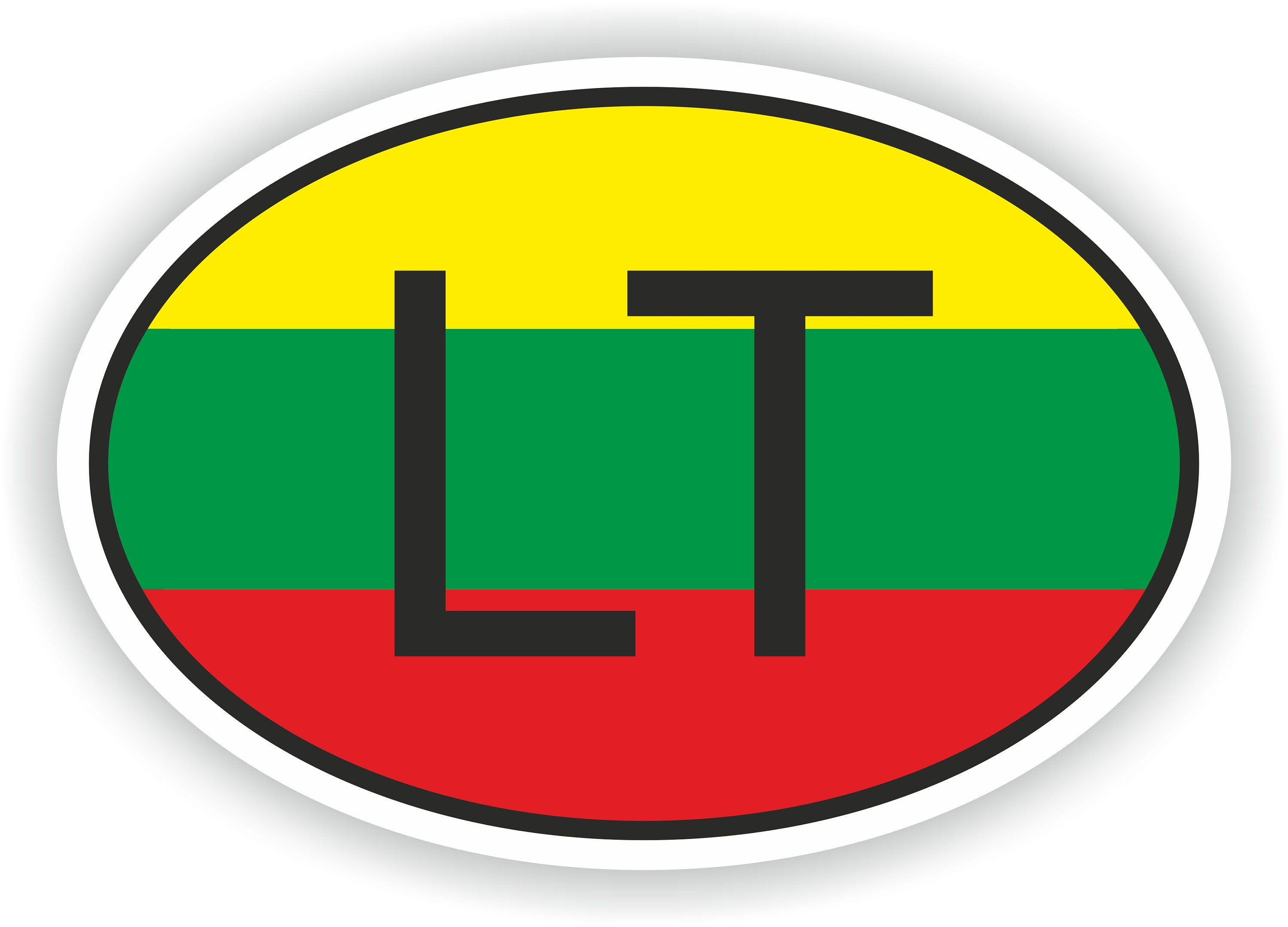LITHUANIA Country Code Oval Sticker With Flag for Bumper Laptop Book ...