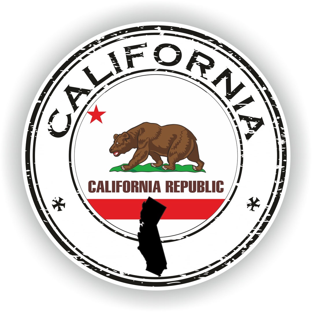California Seal Sticker Round Flag for Laptop Book Fridge Guitar ...