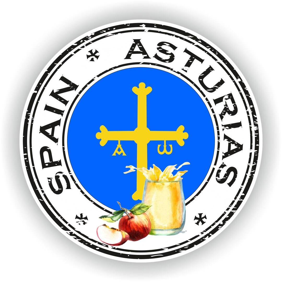 Spain Asturias Seal Sticker Round Flag for Laptop Book Fridge Guitar ...
