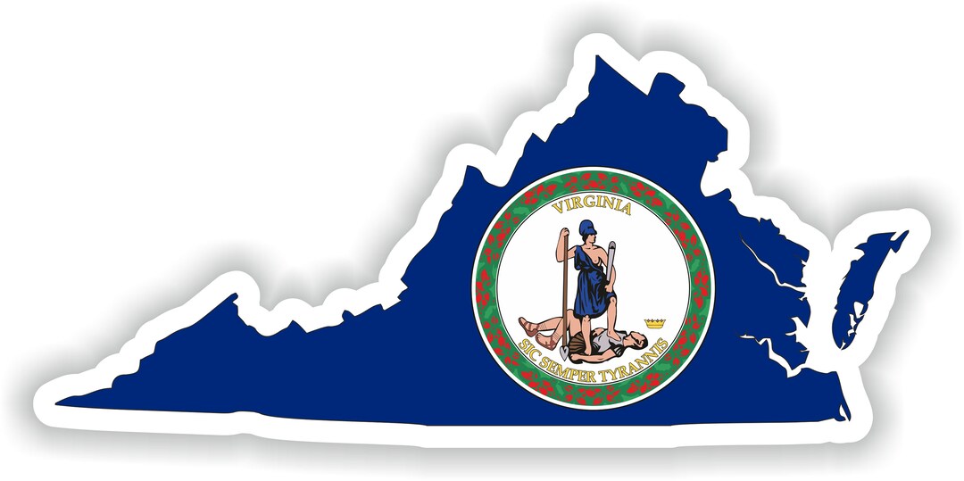 Virginia Map Sticker Flag for Laptop Book Fridge Guitar Motorcycle ...