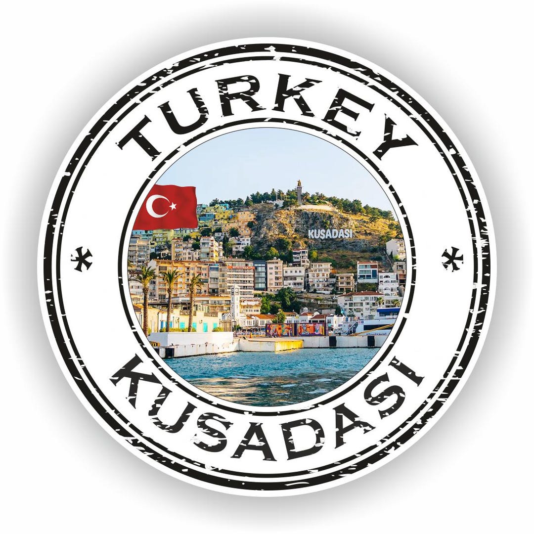 Kusadasi Turkey Seal Sticker Round Flag for Laptop Book Fridge Guitar ...
